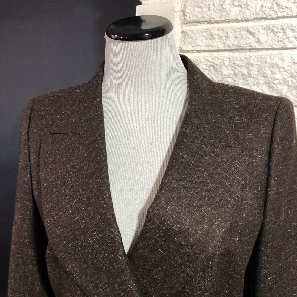 Escada Wool Linen Blend Tweed Blazer - Gem